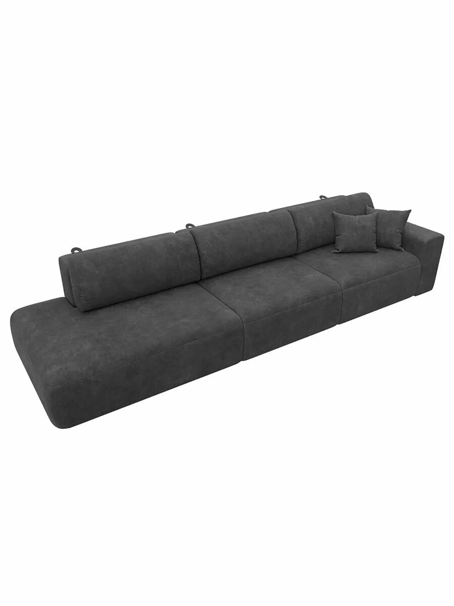 Большой прямой диван Столица со спальным местом 290х160 см, пружинный матрас, ящик для белья, подлокотник справа, велюр