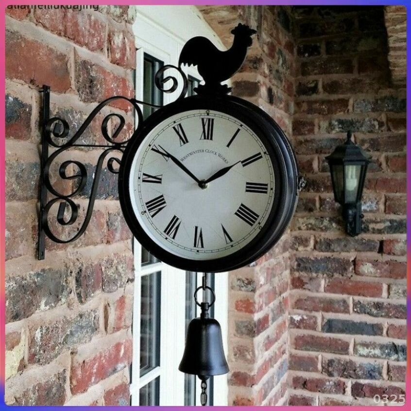 Уличные настенные часы для сада, двухсторонний петушок, винтажный декор для дома