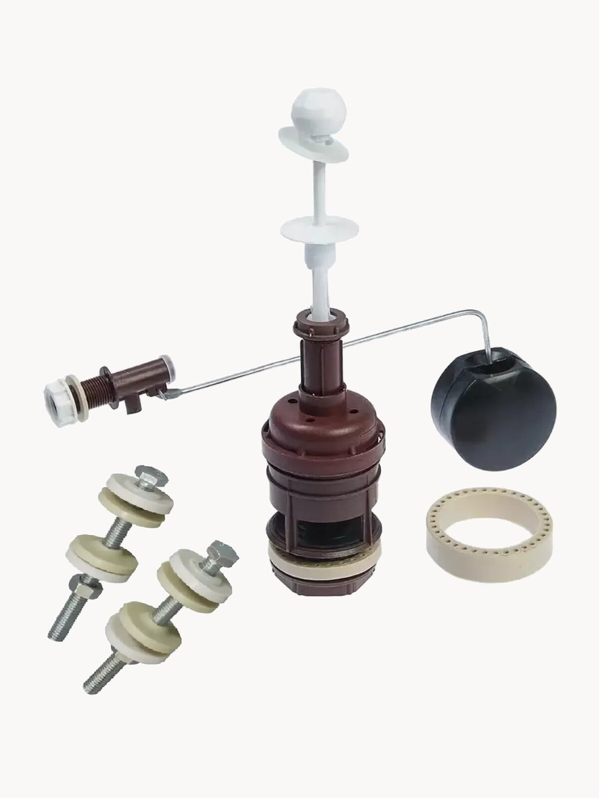 Арматура для низкого бачка сливная/наливная 1/2" боковое подключение шток белый 1/реж РБМ АБ-118