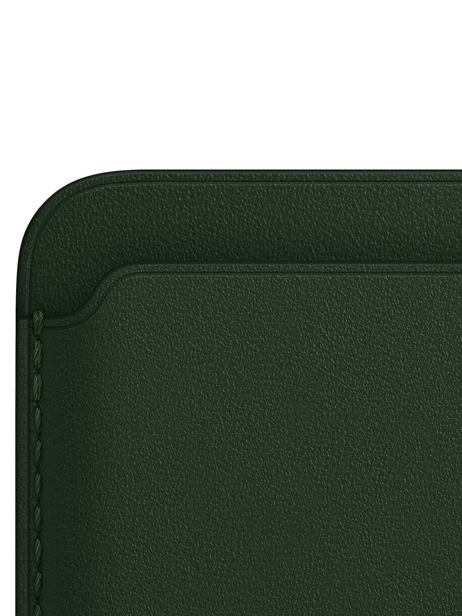 Картхолдер кошелек Apple Leather (кожаный) Wallet ”Sequoia Green” локатор — фото 1