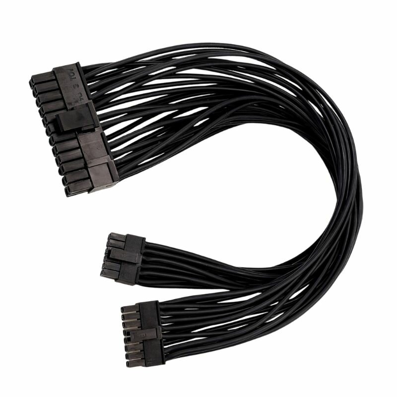 850G 24Pin(16p+12p) Гибкий силиконовый модульный кабель питания 20/50см, - Черный 24PIN 0.5м