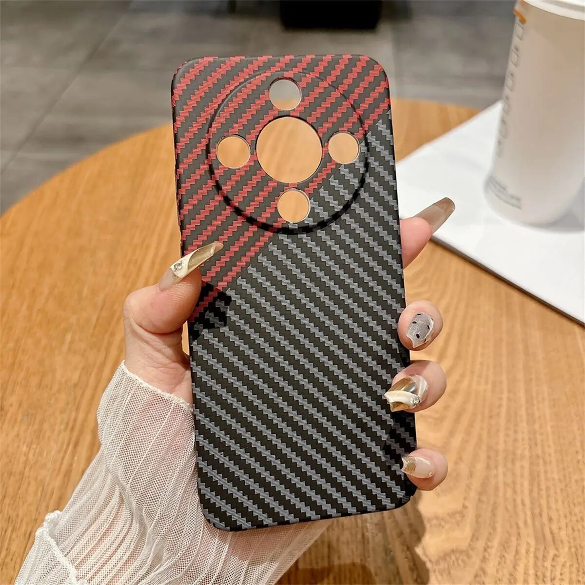 Чехол Honor X9D/X70, карбон, черный/красный