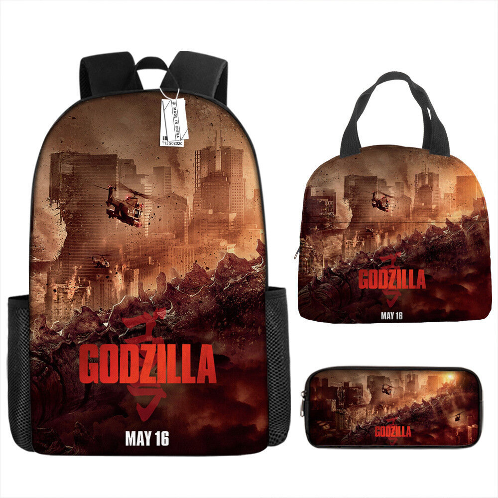 Новая детская школьная сумка Godzilla Рюкзак Godzilla для начальной и средней школы Легкая сумка для обеда с цифровой печатью
