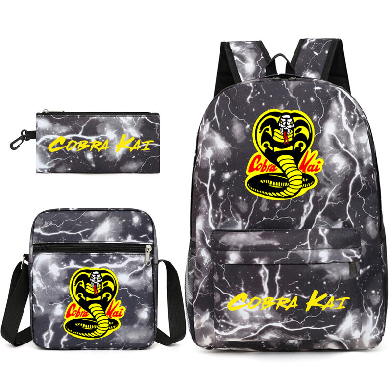 Детская школьная сумка из трех предметов для каратэ, повседневный рюкзак, студенческий рюкзак для мужчин и женщин, уличный рюкзак большой емкости с принтом