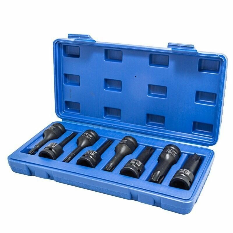 Набор головок-бит TORX ударных 8пр. 1/2" (T30, Т40, Т45, Т50, Т55, Т60, Т70, 80) в кейсе