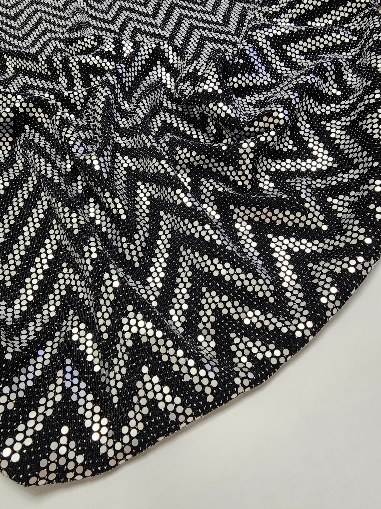 Ткань трикотаж пайетки, серебро, 100*140см