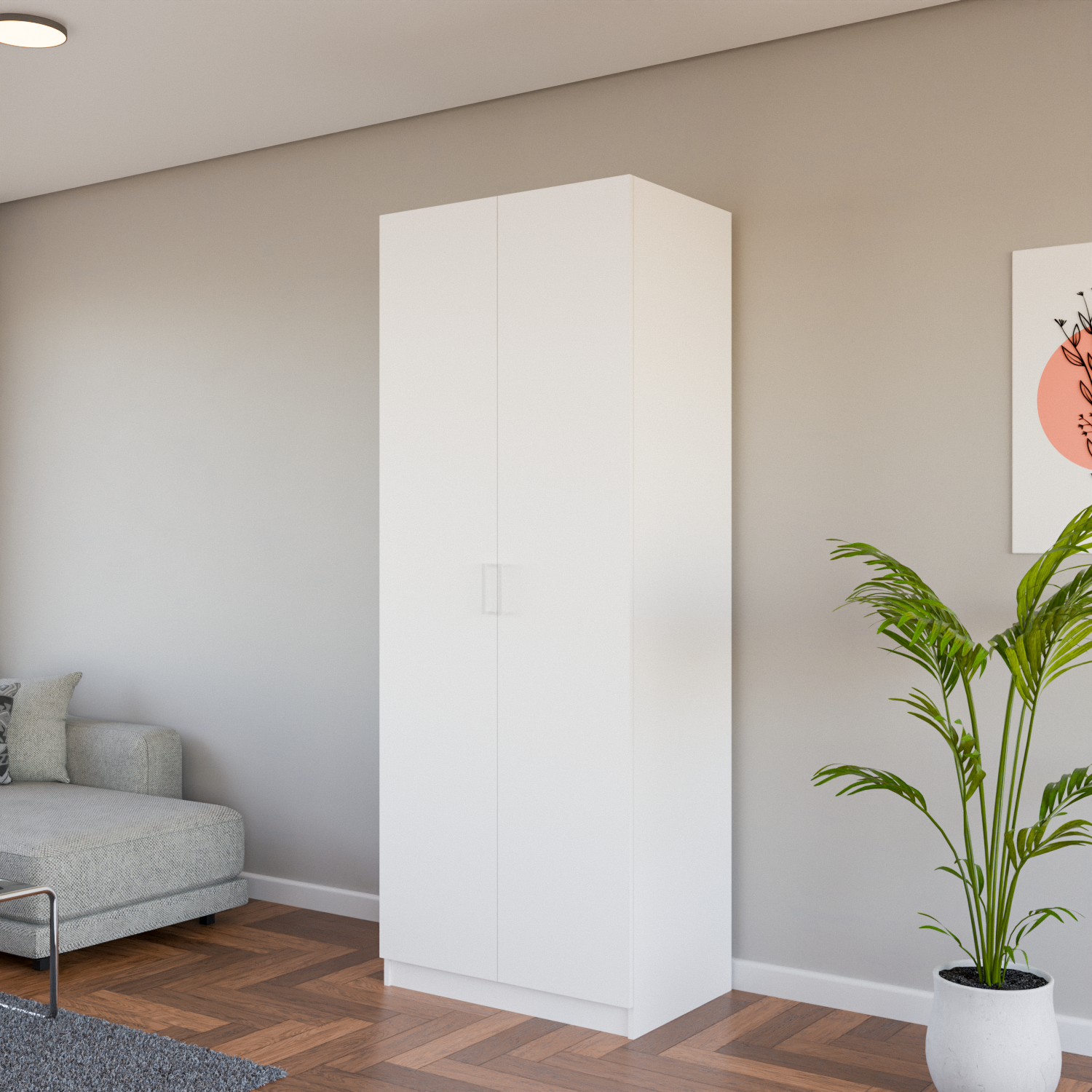 Шкаф распашной Майло| Корпус ЛДСП Белый| Фасад ЛДСП Белый| Ручка черная