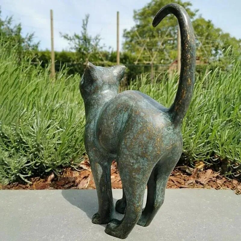 Садовая фигурка кошки бронза, 22.5x15.5x18 см, для сада, из металла, бронзового цвета, производство Китай — фото 1