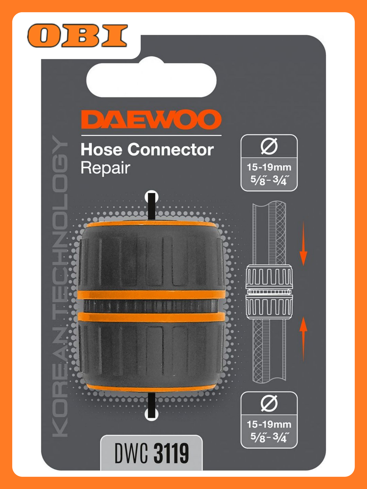 Муфта ремонтная для шланга Daewoo DWC 3119 15-19 мм (5/8"-3/4")