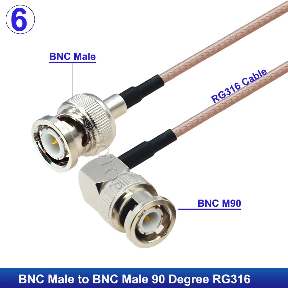 BNC Male to BNC Male 90 Degree RG316, 10CM