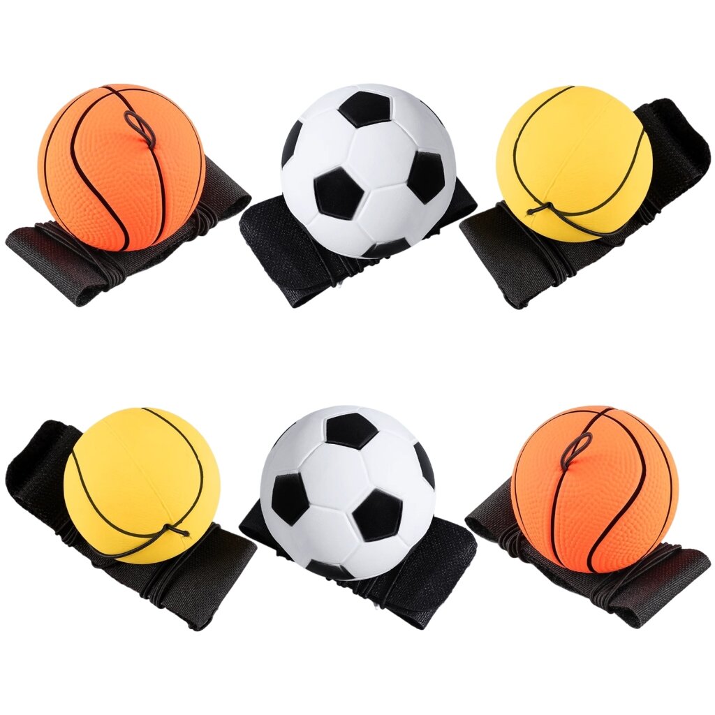 6 эластичных мячей для ручного метания с веревкой PU эластичные мячи для упражнений на открытом воздухе фитнес-метание мяча для ручного метания эластичный мяч-комбинация один