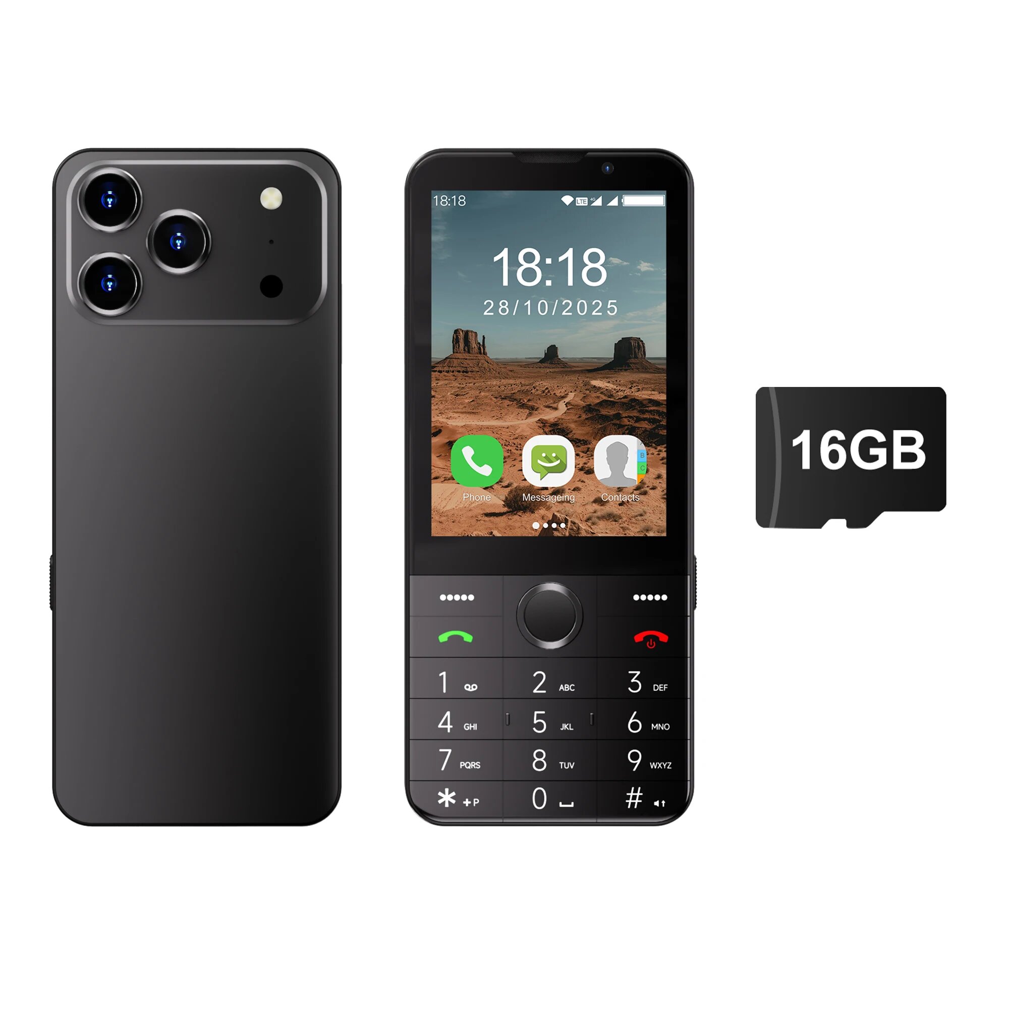 Кнопочный телефон SERVO F27 PRO 4G, Black N, 16GB TF card