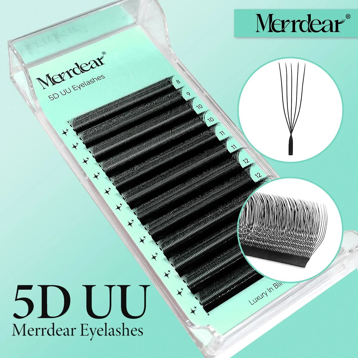 Мerrdear накладные ресницы 2D/3D/4D/5D/6D Mix 8-15 мм D, 13 мм, 5D U Eyelash