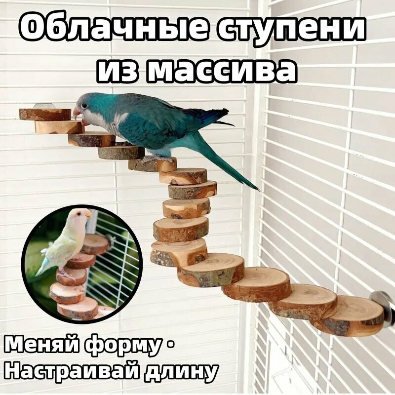 Игрушки для попугаев: деревянная лестница, качели, платформа для лазания, когтеточка, для неразлучников и корелл