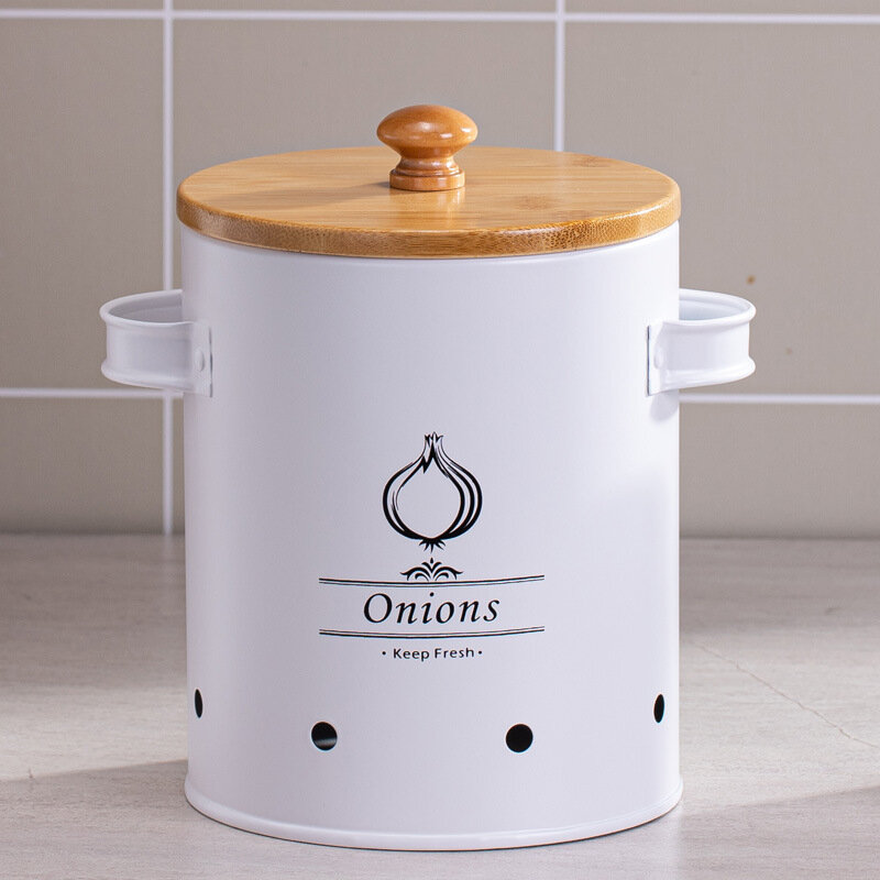 Банка для хранения картофеля с бамбуковой крышкой, дышащая коробка для овощей, металлический контейнер для хранения картофеля, лука и чеснока