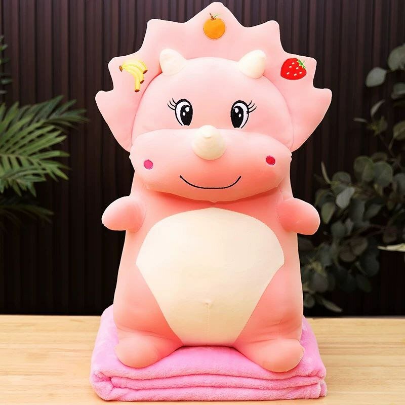 Мягкая игрушка-подушка Динозаврик с пледом-55-см