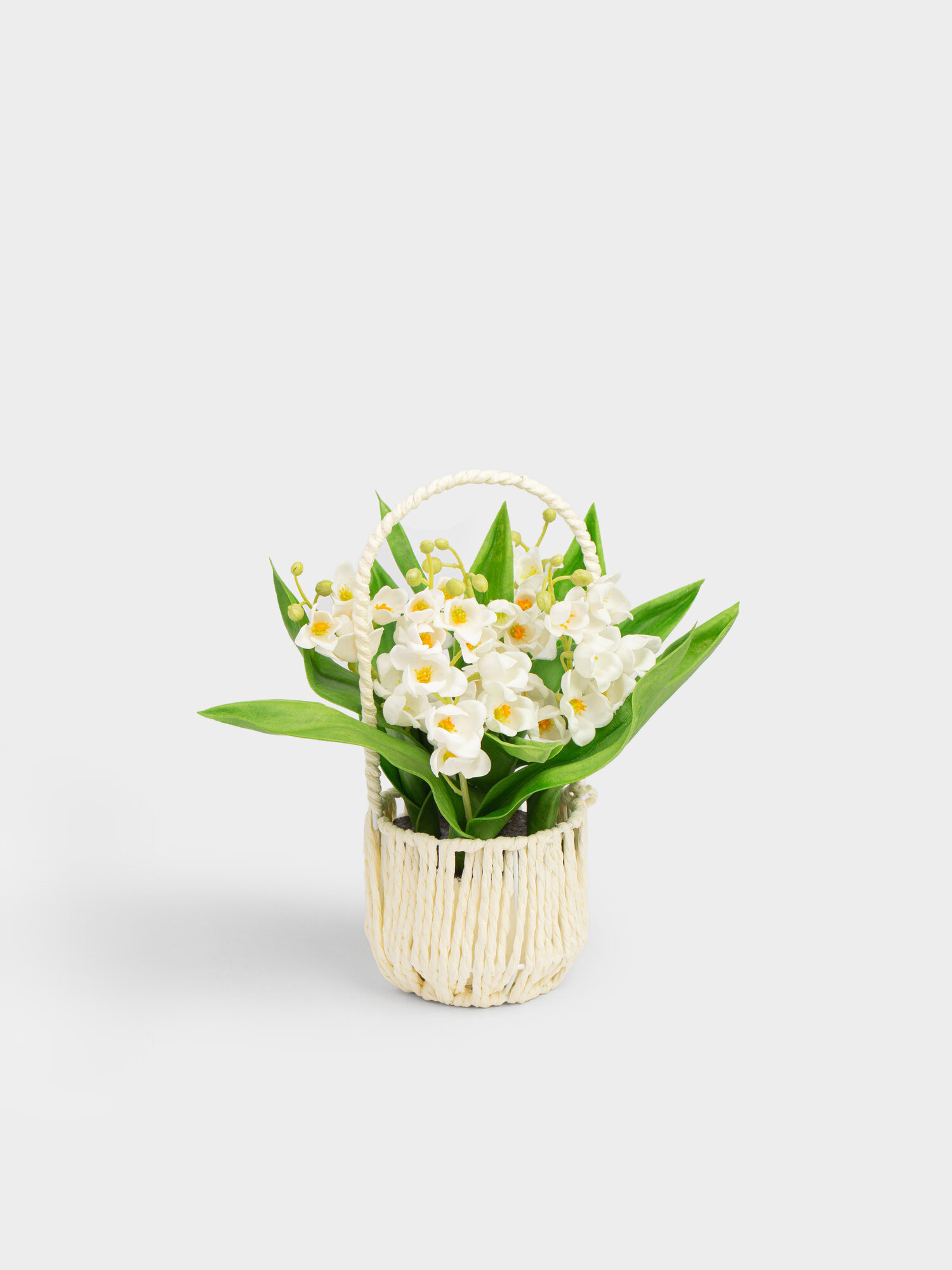Растение искусственное, 25 см, в корзине, полиуретан/ПВХ, Белые ландыши, May-lily, Kuchenland