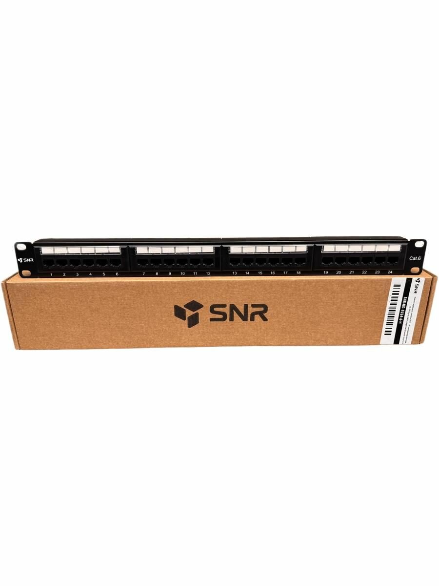 Коммутационная панель SNR, 19" неэкранированная, 1U, 24 порта, cat.6, горизонтальная заделка