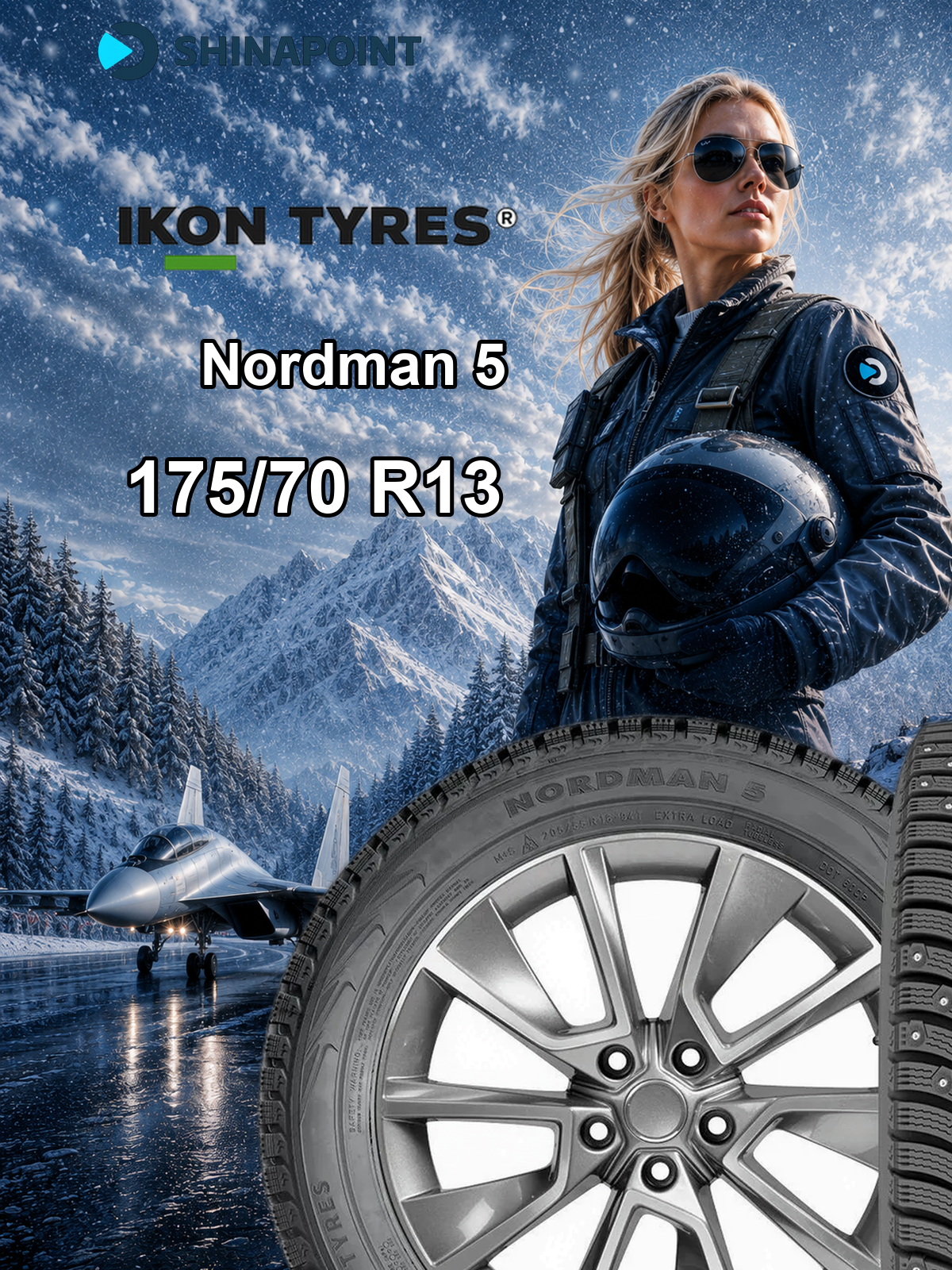 Шины зимние R13 175 70 82 T автомобильная зимняя резина IKON TYRES модель Nordman 5