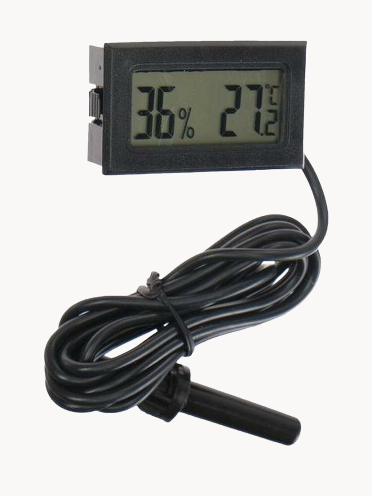 Термометр, гигрометр цифровой, прямоугольный ЖК-экран, провод 1.5 м