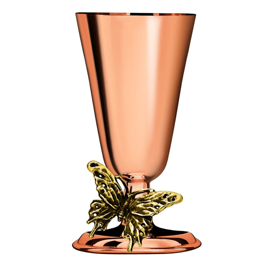 Рюмка для водки Кольчугинский мельхиор №4 Бабочка с чернью 40 мл, медь