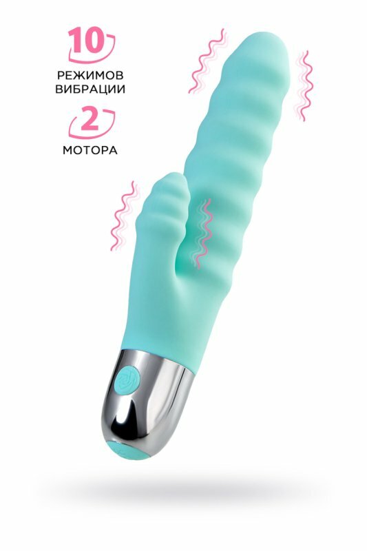 Рельефный вибратор С клиторальной стимуляцией FLOVETTA FLAX, силикон, мятный, 17,5 СМ