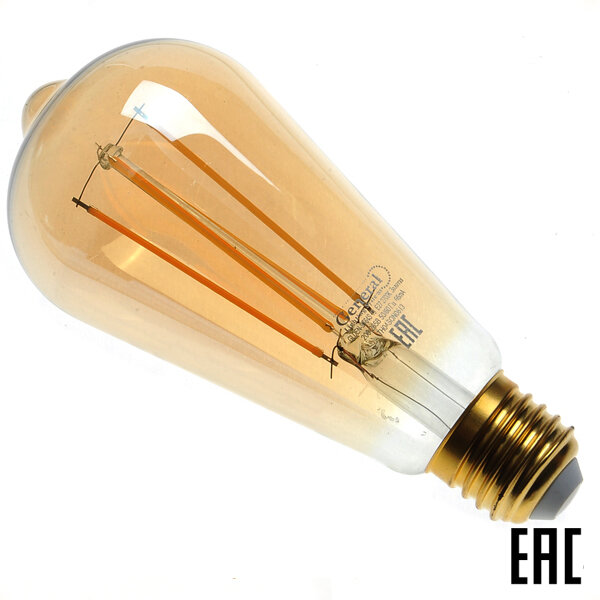 Лампа 8,2Вт Filament золотой 655303 GLDEN-ST64S-13-230-E27-2700К светодиодная "капля" т/б свет (3 шт. в комплекте)