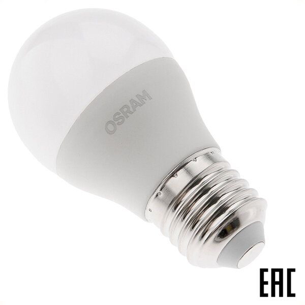 Лампа 7Вт 79958 LVCLP75 10SW/865 230V FR E27 800Лм 6500К светодиодная "шарик" дневной свет OSRAM (11 шт. в наборе)