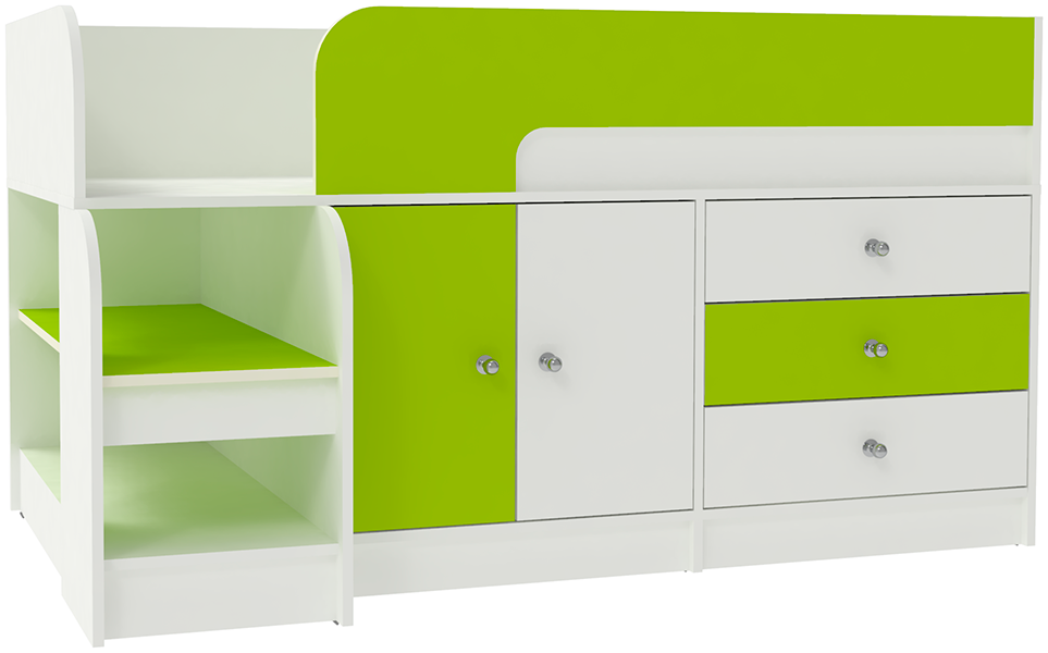 Кровать чердак Астра 9/1 Белый Лайм