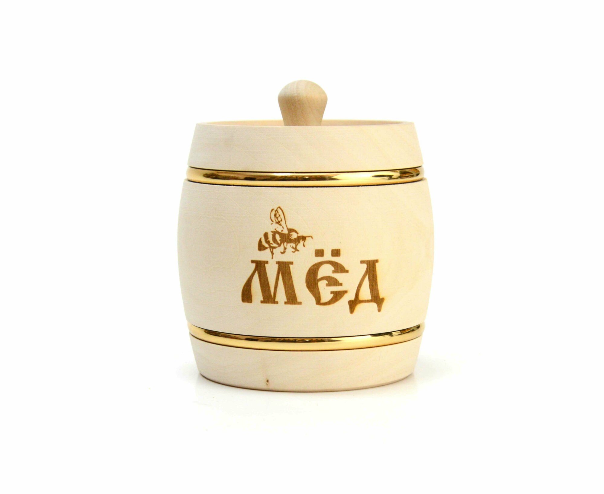 Бочонок деревянный для меда на 0,5 кг, с вырезом в крышке под ложку