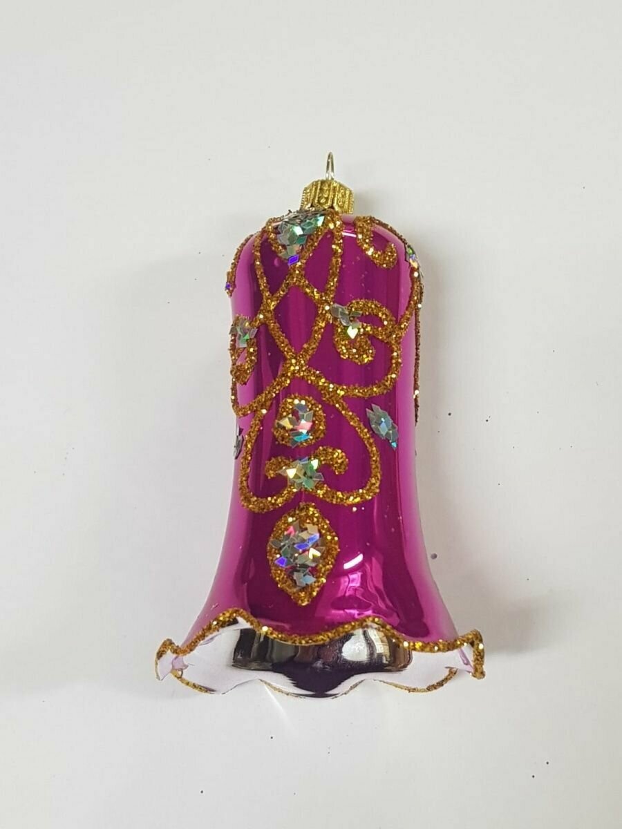 Игрушка на елку Колокольчик Вензель розовый