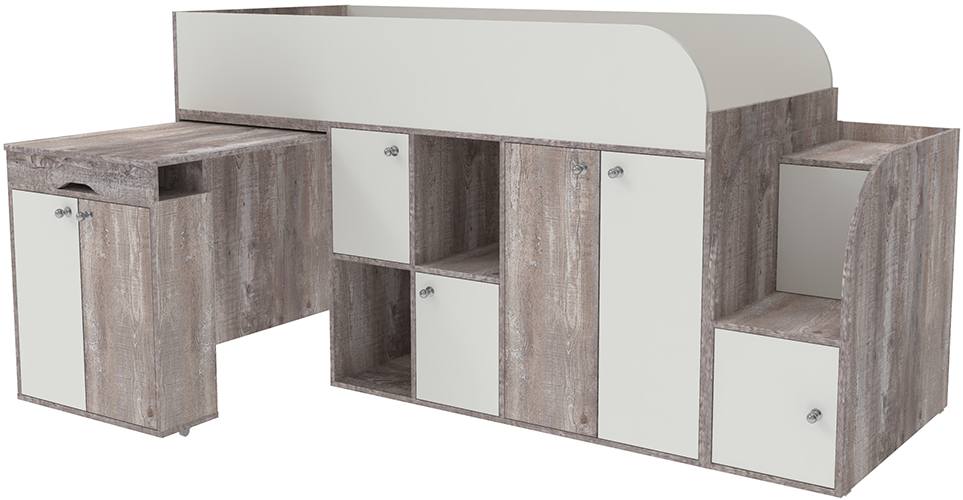 Кровать чердак Малыш 3 Бетон Белый