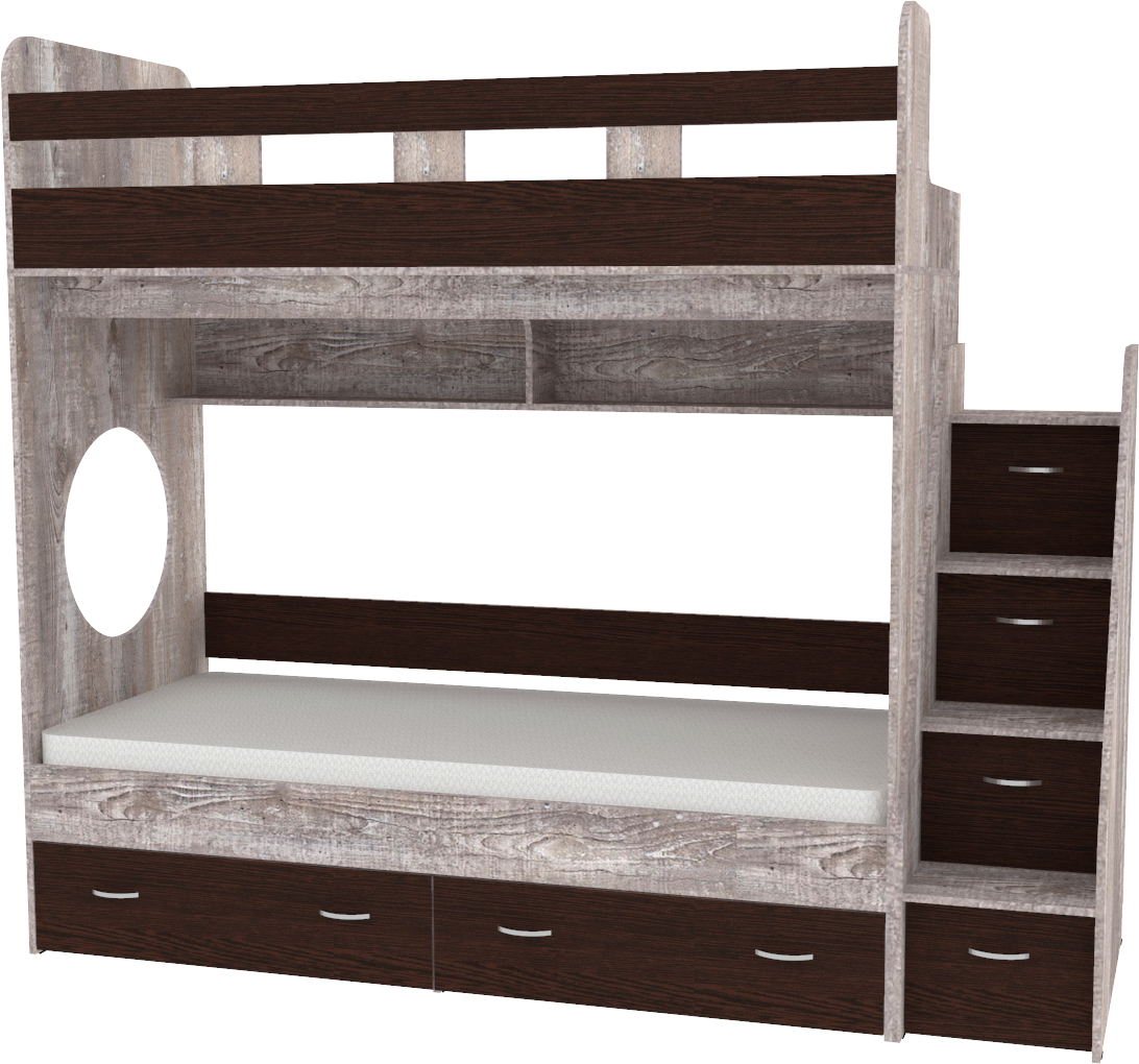 Двухъярусная кровать Юниор 1 80x190 Бетон Венге