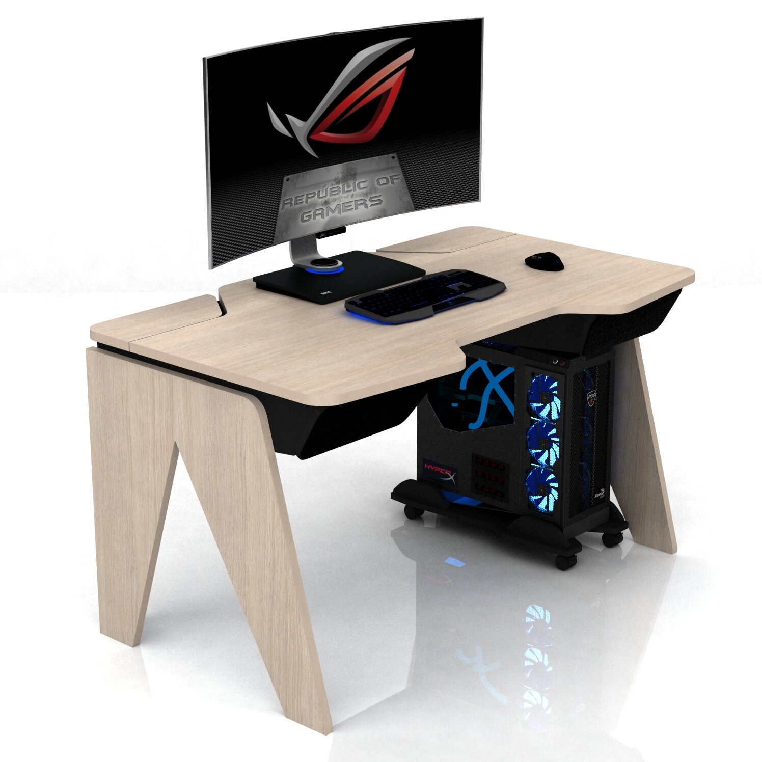 Геймерские игровые столы и кресла Инновационный компьютерный стол DX ENZO (classic edition) молочный дуб