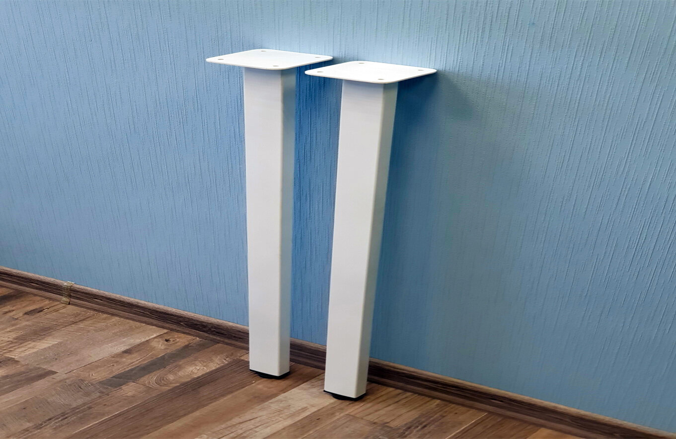 Ножки для журнального столика 500 50х25 (2 шт.) металлические регулируемые белые барные Лофт