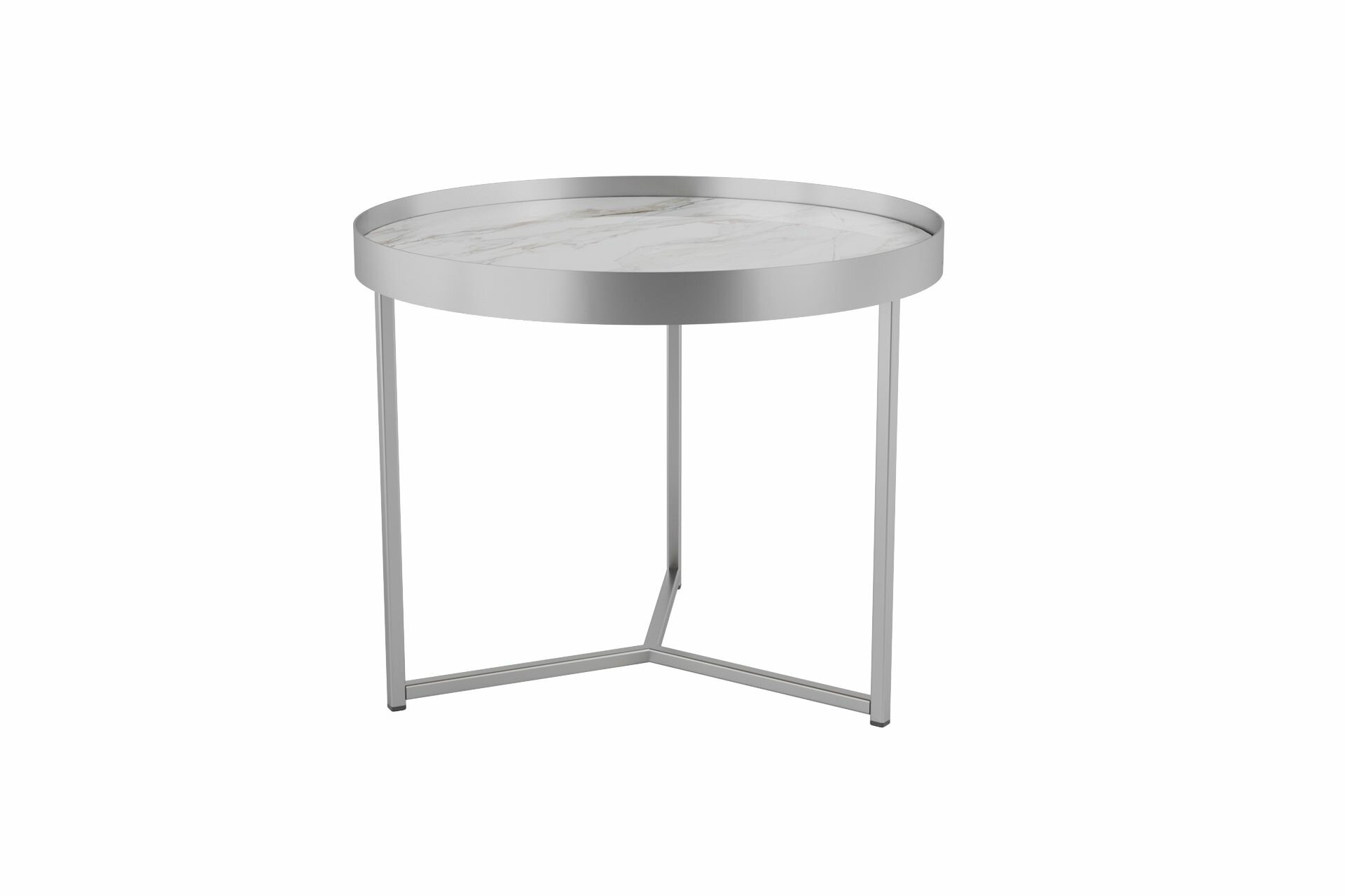 Журнальный стол Askona (Аскона) Фримонт, белый/хром, рисунок мрамора