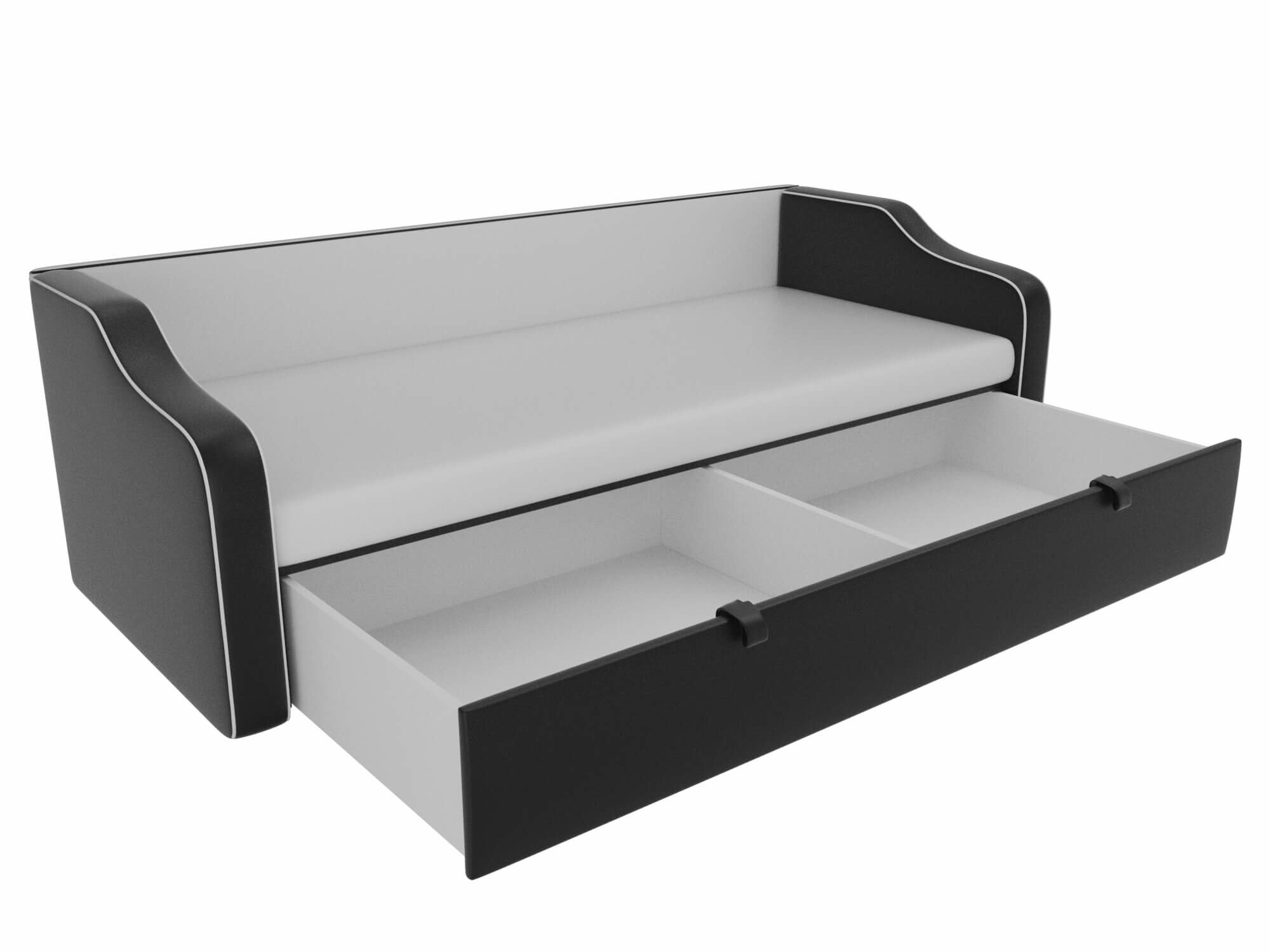 Artum Прямой диван Рико экокожа белый черный