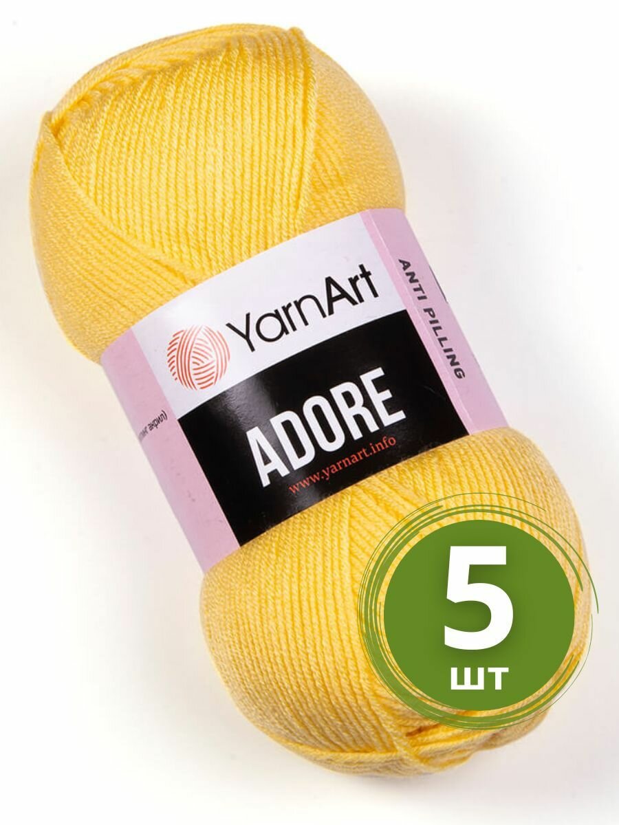 Пряжа YarnArt Adore (Адоре) - 5 мотков 332 желтый, 100% акрил антипиллинг, 100 г 280 м