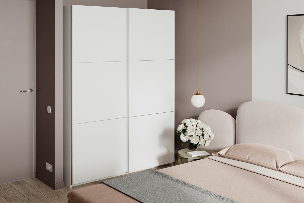 Шкаф-купе Реал-11 Белый для одежды двухдверный 180*220*55