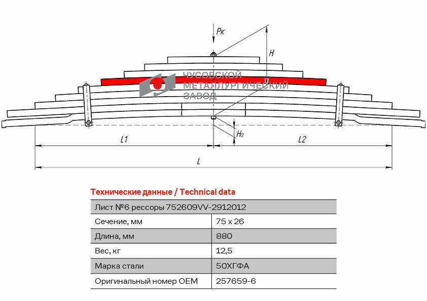 Лист №6 Рессора задняя для Volvo FH, FM12, FM9 9 листов