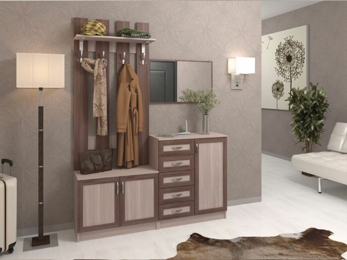 Прихожая Горизонт-10М Дуб Молочный для одежды 160*220*36