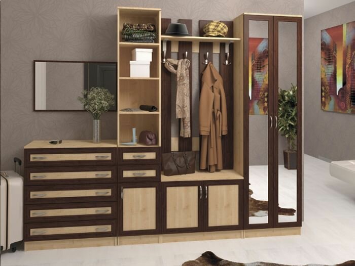 Прихожая Горизонт-7М Дуб Сонома для одежды с зеркалом 260*220*36