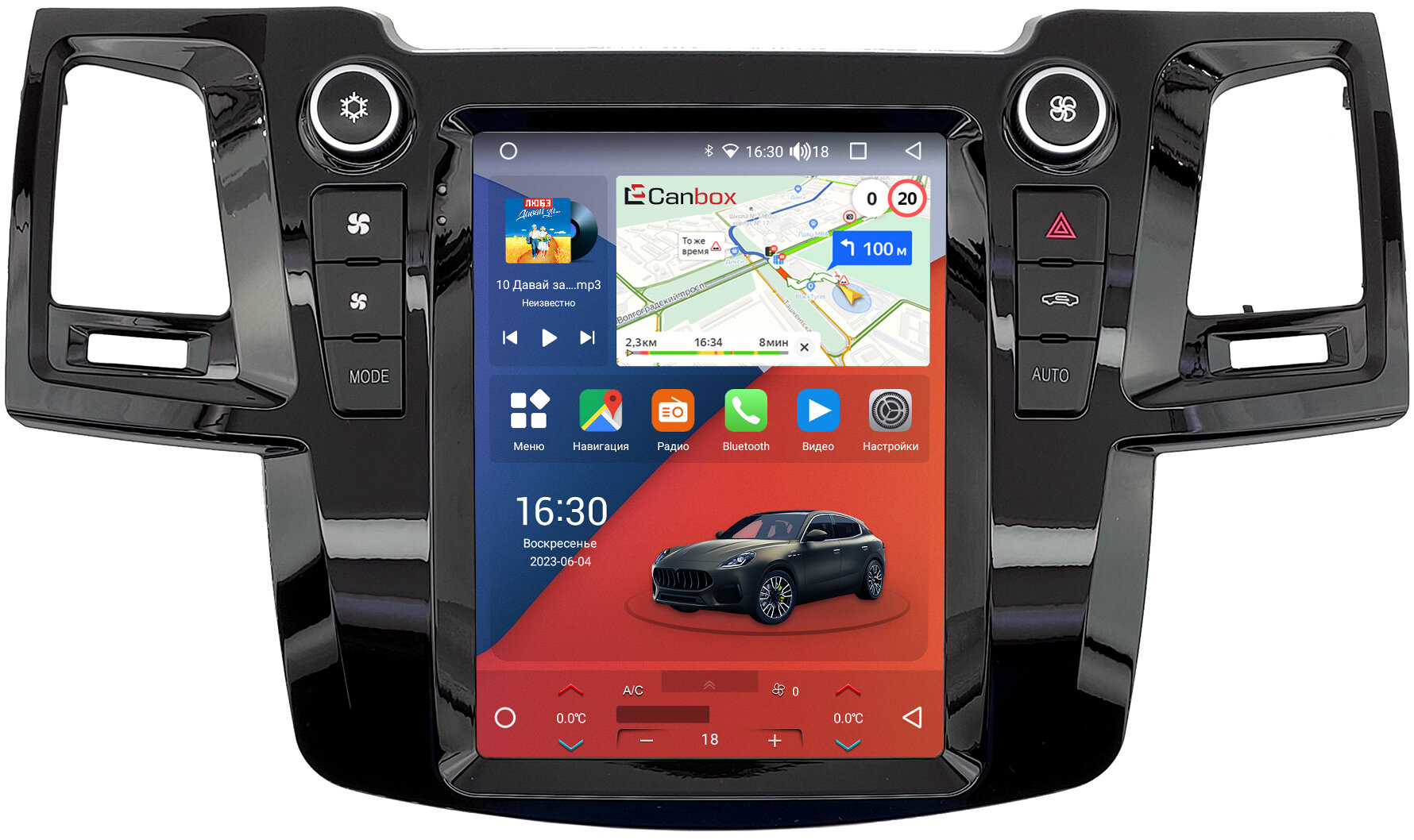 Штатная магнитола Toyota Fortuner, Hilux 7 2004-2015 (глянцевая) Canbox H-Line (Tesla) 9.7" 6/128 5627-1312-125 Android 10 (4G-SIM, DSP, QLed)