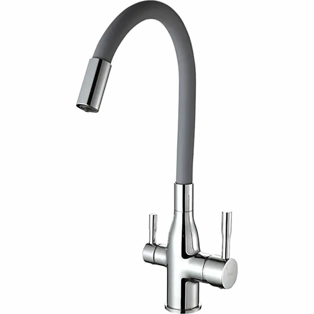 Смеситель для кухни Frap 35к f4396 гибкий излив, с вых. для питьевого фильтра, серый