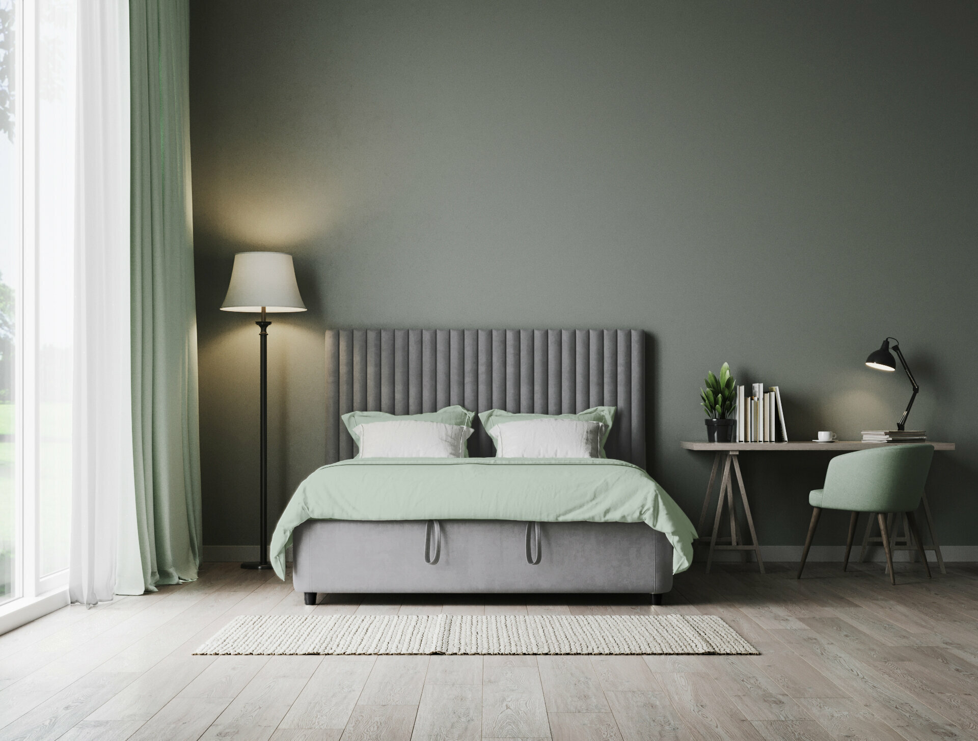 Двуспальная кровать 120х200 с подъемным механизмом, "Betta mini" с мягким изголовьем для дома, для спальни, ортопедическое основание, с ящиком для белья. Велюр серый Vip 2