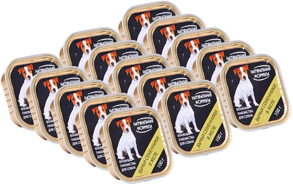 Лакомство натуральная формула для собак и щенков бычьи семенники в желе (100 гр х 15 шт)