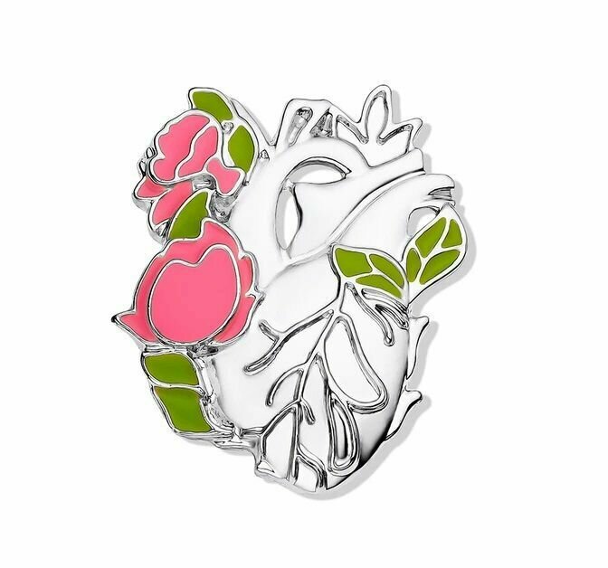 Эмалированный медицинский значок "Цветущее сердце"
