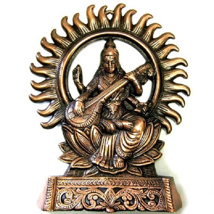 Статуэтка Богиня Сарасвати покровительница науки и искусства высота 28см, силумин