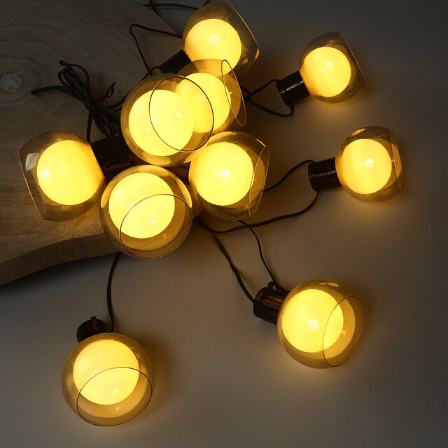 Ретро гирлянда на батарейках Birmingham 2.7 м, 10 ламп, теплые белые LED, черный ПВХ, IP44, Koopman, AF5300160