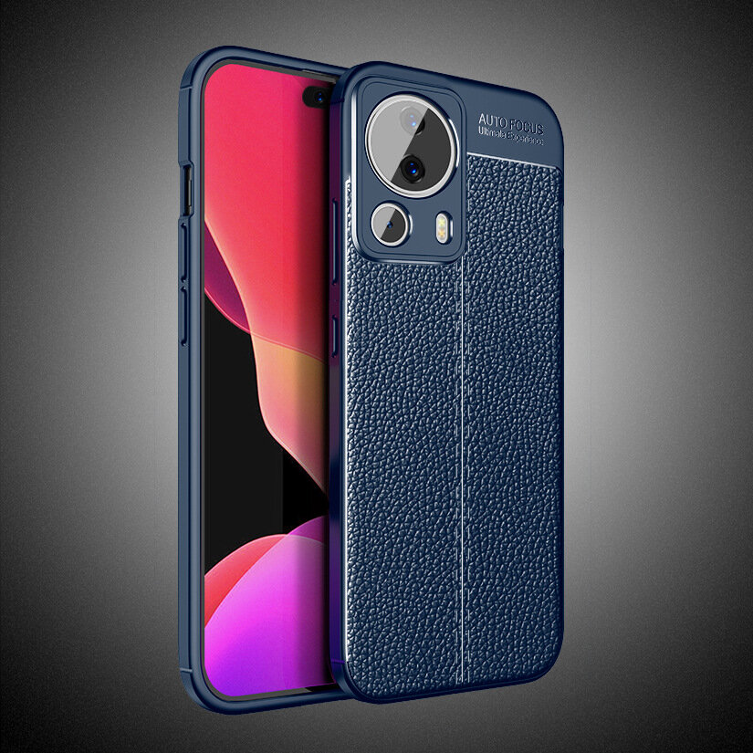 Чехол бампер накладка на Xiaomi Civi 2 / Xiaomi 13 Lite из силикона с декоративным дизайном под кожу синий